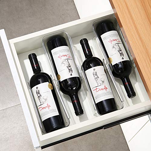 2 Pack Plastic Stackable Water Bottle and Wine Rack Storage Organizer for Kitchen Countertops, Pantry, Fridge, Clear