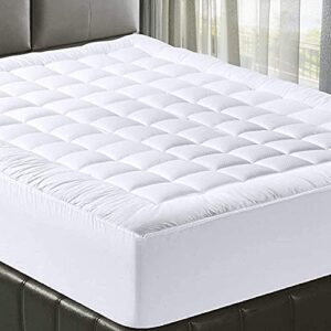 MATBEBY Bedding Quilted Fitted King Mattress Pad Cooling Breathable Fluffy Soft Mattress Pad Stretches up to 21 Inch Deep, King Size, White, Mattress Topper Mattress Protector