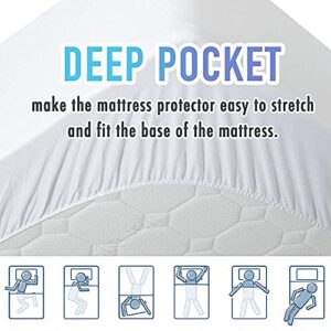 MATBEBY Bedding Quilted Fitted King Mattress Pad Cooling Breathable Fluffy Soft Mattress Pad Stretches up to 21 Inch Deep, King Size, White, Mattress Topper Mattress Protector