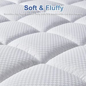 MATBEBY Bedding Quilted Fitted King Mattress Pad Cooling Breathable Fluffy Soft Mattress Pad Stretches up to 21 Inch Deep, King Size, White, Mattress Topper Mattress Protector