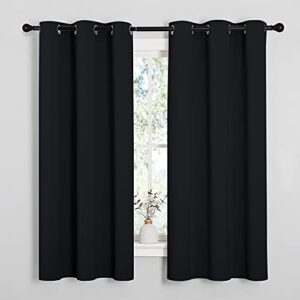 NICETOWN Pitch Black Solid Thermal Insulated Grommet Blackout Curtains/Drapes for Bedroom Window (2 Panels, 42 inches Wide by 63 inches Long, Black)