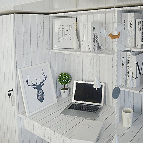 SimpleLife4U White Wood Grain Furniture Paper Nordic Style Self-Adhesive Shelf Liner Locker Sticker 17.7 Inch by 9.8 Feet