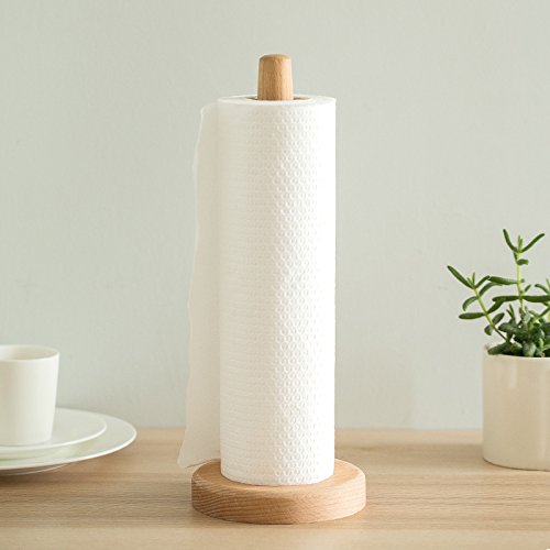 Firlar Wooden Paper Towel Holder, Countertop Vertical Tissue Holder Rack Bamboo Paper Towel Stand for Kitchen Living Room Bedroom Home Decoration