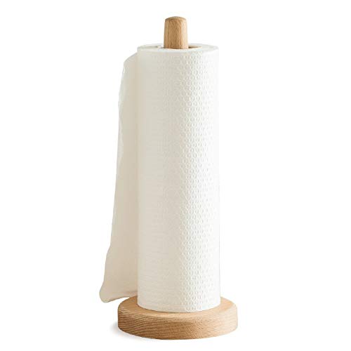 Firlar Wooden Paper Towel Holder, Countertop Vertical Tissue Holder Rack Bamboo Paper Towel Stand for Kitchen Living Room Bedroom Home Decoration