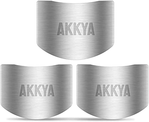 Akkya Finger Guards for Cutting Stainless Steel Finger Protector Kitchen Tool Chef Knife Cutting Finger Guard Knife for Food Chopping Cutting Avoid Hurting 3 Pack