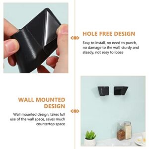 HEMOTON 5 Pairs Mounted Pot Lid Holder Self Adhesive Wall Door Pan Lid Cover Hanger Rack Multifunctional Kitchen Utensil Cutting Board Organizer (Black)