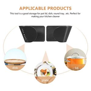 HEMOTON 5 Pairs Mounted Pot Lid Holder Self Adhesive Wall Door Pan Lid Cover Hanger Rack Multifunctional Kitchen Utensil Cutting Board Organizer (Black)