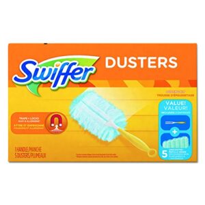 swiffer unscented duster kit, 1 yellow handle and 5 blue dusters