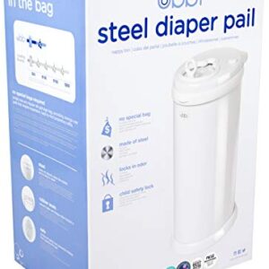 Ubbi Steel Odor Locking, No Special Bag Required Money Saving, Awards-Winning, Modern Design, Registry Must-Have Diaper Pail, White