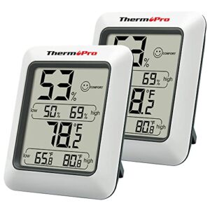 thermopro tp50 2 pieces digital hygrometer indoor thermometer room thermometer and humidity gauge with temperature humidity monitor