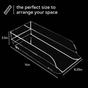 Soda Can Organizer for Refrigerator | Pop Can Dispenser Drink Organizer for Fridge | Canned Food Organizer for Pantry | Clear Acrylic Bins [4 Pack]