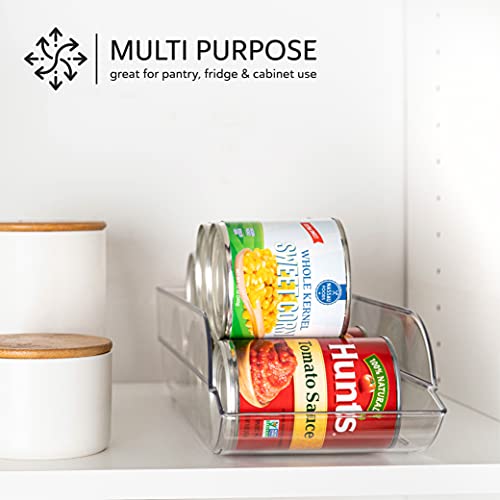 Soda Can Organizer for Refrigerator | Pop Can Dispenser Drink Organizer for Fridge | Canned Food Organizer for Pantry | Clear Acrylic Bins [4 Pack]