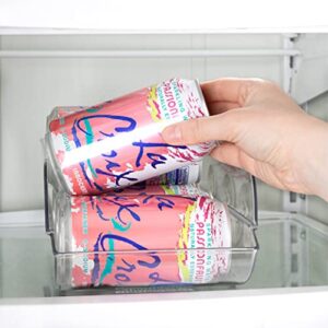 Soda Can Organizer for Refrigerator | Pop Can Dispenser Drink Organizer for Fridge | Canned Food Organizer for Pantry | Clear Acrylic Bins [4 Pack]