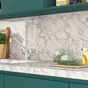 Yenhome Grey Marble Countertop Contact Paper Peel and Stick Waterproof Marble Contact Paper for Desk Cabinets 17.7x118 Inch Glossy Vinyl Counter Top Covers for Kitchen Peel and Stick Granite Wallpaper