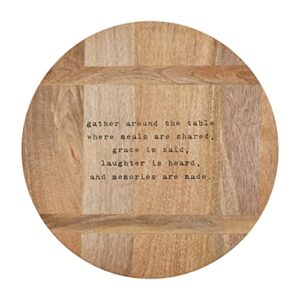 mud pie grace lazy susan, 16 1/2″ dia, brown