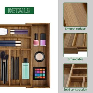 Utoplike Bamboo Expandable Kitchen Drawer Organizer and Acacia Expandable Cutlery Drawer Organizer