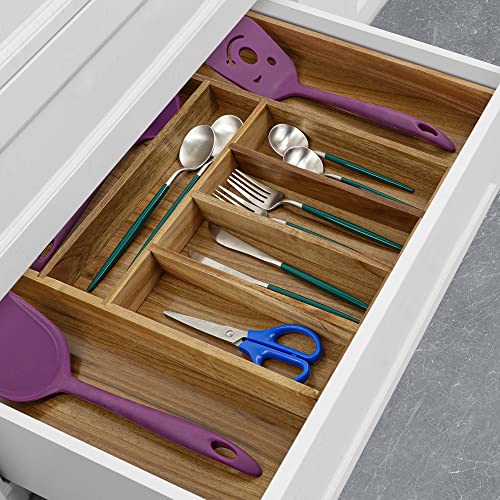 Utoplike Bamboo Expandable Kitchen Drawer Organizer and Acacia Expandable Cutlery Drawer Organizer