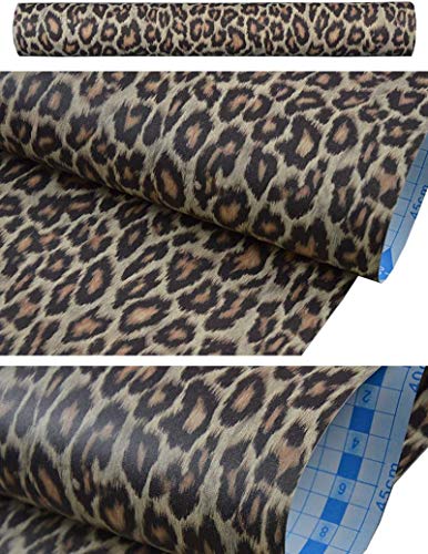 HDsticker Self Adhesive Vinyl Leopard Contact Paper Shelf Liner for Cabinets Shelves Dresser Drawer Funiture Table Crafts Waterproof Removable Peel and Stick Leopard Wallpaper 15.7x117 Inches