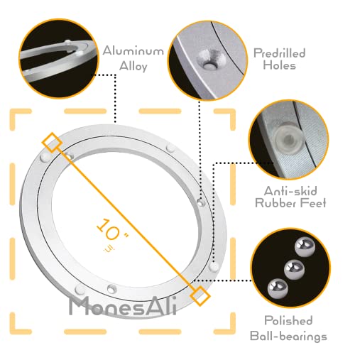 10 inch Lazy Susan Ball Bearing Aluminum Turntable Machenism, Heavy Duty Turner Bearing Silent Swivel Turntable Bearings for Charcuterie Board, Dining Table (10 Inch Heavy Duty)