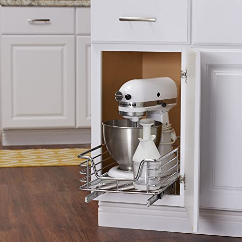 Household Essentials Design Trend 11.5" Extended Depth 1-Tier Single Basket Sliding Shelf Under Cabinet Organizer, White