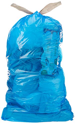 AmazonCommercial 13 Gallon Blue Recycling Bags /w Drawstrings - 0.7 MIL - 45 Count