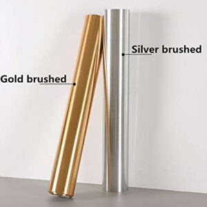 Yija Self Adhesive Brushed Metal Look Film Vinyl Waterproof Anti Greasy Counter Top Peel Stick Metallic Gloss Shelf Liner for Kitchen Cabinet 15.6inch by 79inch (Gold)