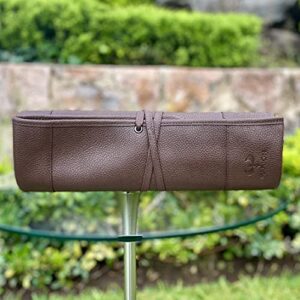 MARION - LA PETITE - Genuine Calf Top Grain Brown Leather - Handcrafted Professional Chef's Knife Storage Roll Bag - 5 Pockets…