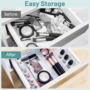 WOWBOX 25 PCS Clear Plastic Drawer Organizer Set, 4 Sizes Desk Drawer Divider Organizers and Storage Bins for Makeup, Jewelry, Gadgets for Kitchen, Bedroom, Office Bathroom, Office