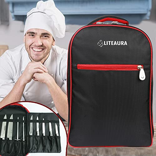 Mazdurr Chef Knife Backpack | Premium Knife Chef Bag | Waterproof Material | 30+ Pockets (Black)