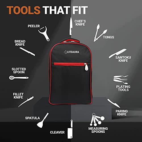 Mazdurr Chef Knife Backpack | Premium Knife Chef Bag | Waterproof Material | 30+ Pockets (Black)