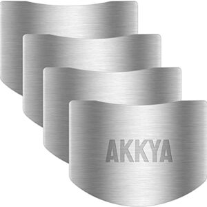 Akkya Finger Guards for Cutting Stainless Steel Finger Protector for Knife Cutting Kitchen Tool Finger Guard for Food Chopping Cutting Avoid Hurting 4 Pack