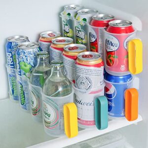 DCQRY 3Pack Portable Soda Can Organizer for Refrigerator, Clear Plastic Can Dispenser Storage Holder with Removeable Handle Drink Organizer for fridge Pantry Kitchen Cabinets