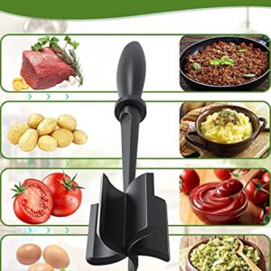 Upgrade Meat Chopper, Heat Resistant Meat Masher for Hamburger Meat, Ground Beef Smasher, Nylon Hamburger Chopper Utensil, Ground Meat Chopper, Non Stick Mix Chopper, Mix and Chop, Potato Masher Tool