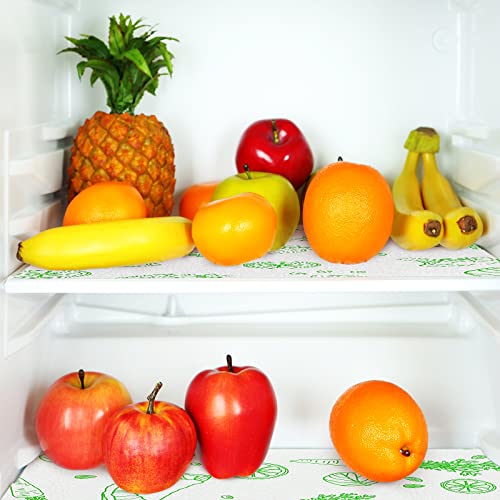 10 Pcs Refrigerator Liners Shelf Liner Absorbent Fridge Liner Nonadhesive Drawer Liners for Kitchen, Home, Fridge, Cabinet, Shelves, Trays, 12 x 24 Inch, Fruit Print