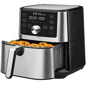 instant vortex plus 6-in-1, 4qt air fryer oven, from the makers of instant pot with customizable smart cooking programs, nonstick and dishwasher-safe basket, app with over 100 recipes, stainless steel