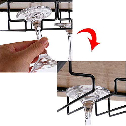 XIAOYU Wine Glass Racks, Stemware Racks, Wine Glass Rack Hanger, Stainless Steel Bar Home Cup Glass Holder, Under Cabinet Wine Glass Stemware Rack Holder, 4 Rows, Gold