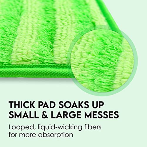 Turbo Mops Reusable Floor Mop Pads - Pack of 2, Machine Washable, 12-inch Microfiber Mop Refills - Compatible with Swiffer Wet Jet - Household Cleaning Tools﻿