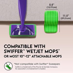 Turbo Mops Reusable Floor Mop Pads - Pack of 2, Machine Washable, 12-inch Microfiber Mop Refills - Compatible with Swiffer Wet Jet - Household Cleaning Tools﻿