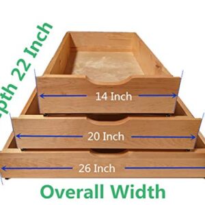 Soft Close Wooden Drawer Box Organizer Fully Assembled Pull Out Under Cabinet Sliding Shelf Base Kitchen Bathroom Vanity Under Sink Pull Out Organizer Drawer | Wood Roll Out Tray (26''W x 22''D)