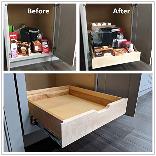 Soft Close Wooden Drawer Box Organizer Fully Assembled Pull Out Under Cabinet Sliding Shelf Base Kitchen Bathroom Vanity Under Sink Pull Out Organizer Drawer | Wood Roll Out Tray (26''W x 22''D)