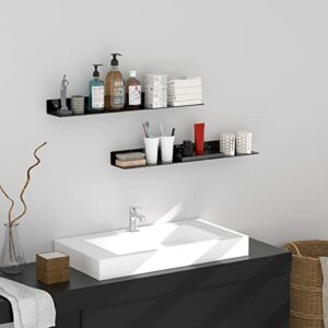 Sezanrpt 36 Inches Acrylic Long Wall Shelf Set of 2, Black Wall Mounted Acrylic Bathroom Storage Shelves Display Organizer for Bottle Oragnizer, Spice, Wine, Toys, Controller, Cup (Black, 36 Inch)