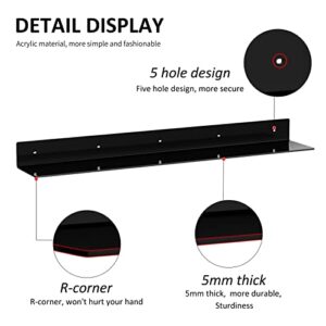 Sezanrpt 36 Inches Acrylic Long Wall Shelf Set of 2, Black Wall Mounted Acrylic Bathroom Storage Shelves Display Organizer for Bottle Oragnizer, Spice, Wine, Toys, Controller, Cup (Black, 36 Inch)