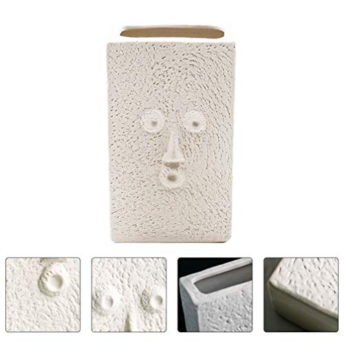 BESPORTBLE Kitchen Utensil Holder Human Face Shape Ceramic Kitchen Utensil Storage Organizer Caddy Kitchen Tool Holder for Forks Spoons Tableware