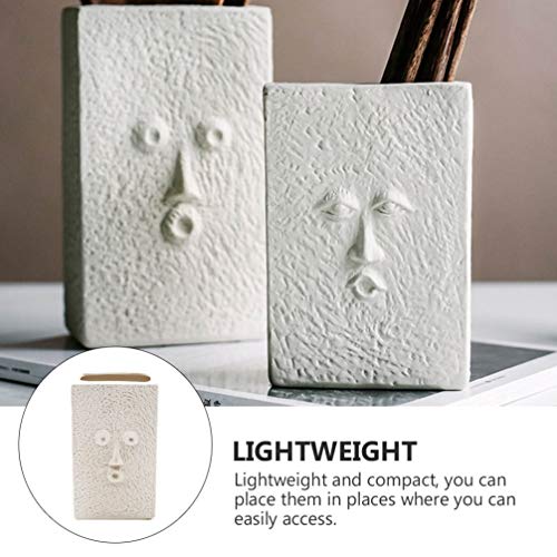 BESPORTBLE Kitchen Utensil Holder Human Face Shape Ceramic Kitchen Utensil Storage Organizer Caddy Kitchen Tool Holder for Forks Spoons Tableware