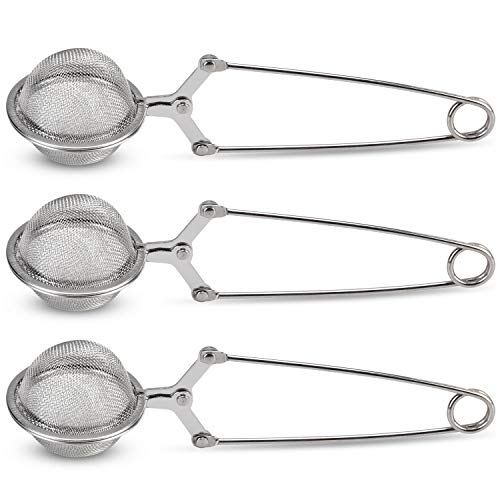 Snap Ball Tea Strainer, JEXCULL 3 Pack Premium Stainless Steel Tea Strainer with Handle for Loose Leaf Tea Fine Mesh Tea Balls Filter Infusers (Normal)