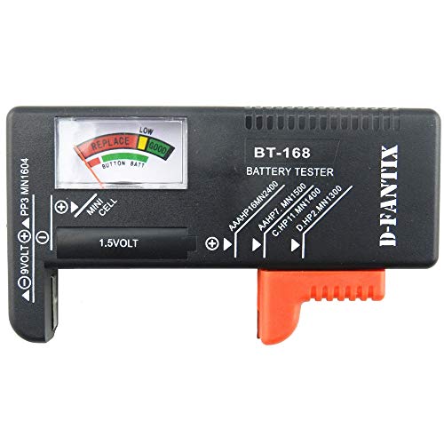 D-FantiX Battery Tester, Universal Battery Checker Small Battery Testers for AAA AA C D 9V 1.5V Button Cell Household Batteries Model BT-168