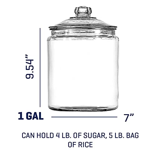 Anchor Hocking 1 Gallon Heritage Hill Glass Jar with Lid (4 piece, all glass, dishwasher safe)