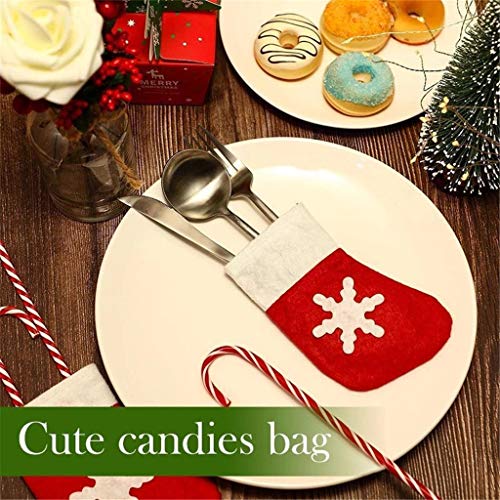 12 Packs Mini Christmas Stockings Bulk Small Christmas Dinner Table Decorations Snowflake Tableware Silverware Holders Christmas Tree Socks Knife Spoon Fork Bag for Xmas Party Dinner Table Supplies