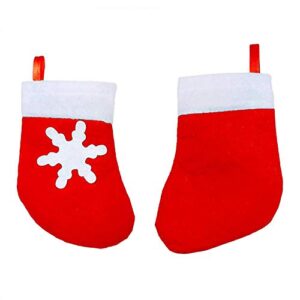 12 Packs Mini Christmas Stockings Bulk Small Christmas Dinner Table Decorations Snowflake Tableware Silverware Holders Christmas Tree Socks Knife Spoon Fork Bag for Xmas Party Dinner Table Supplies