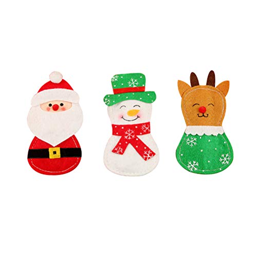 3 Pcs CHRISTMAS Knife Spoon Holder Xmas Fork Bag CHRISTMAS Elements Patterned Silverware Holder Pouch Cutlery Storage Bag for Xmas Party Festival (Without Cutlery)